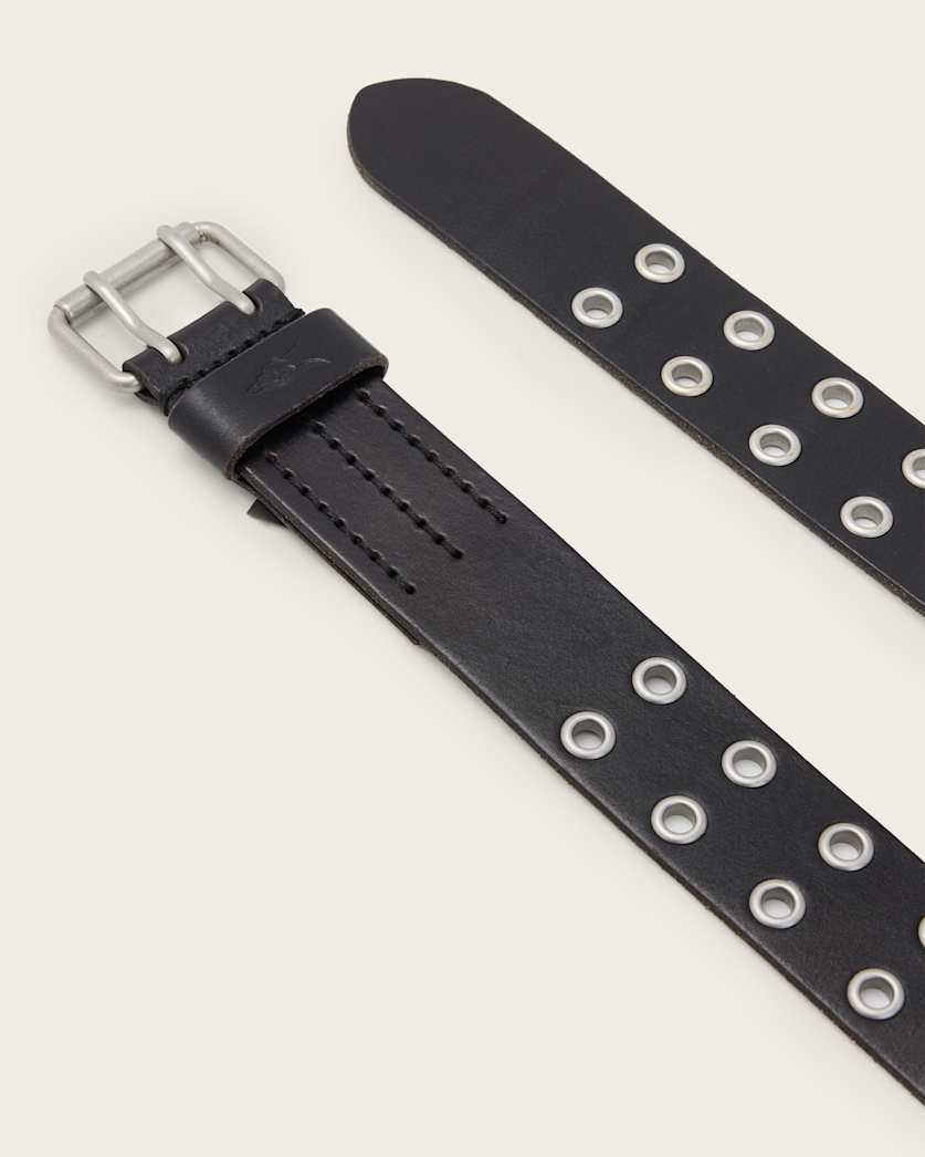 Sturge Leather Eyelet Belt Black | ALLSAINTS